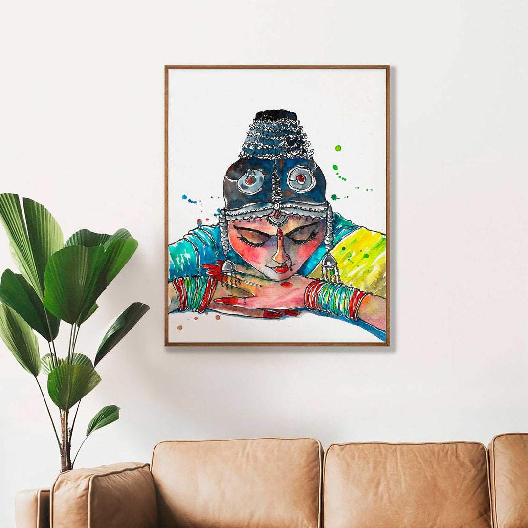 Bharatanatyam Art Indian Classical Dancer Wall Print, Watercolor ...