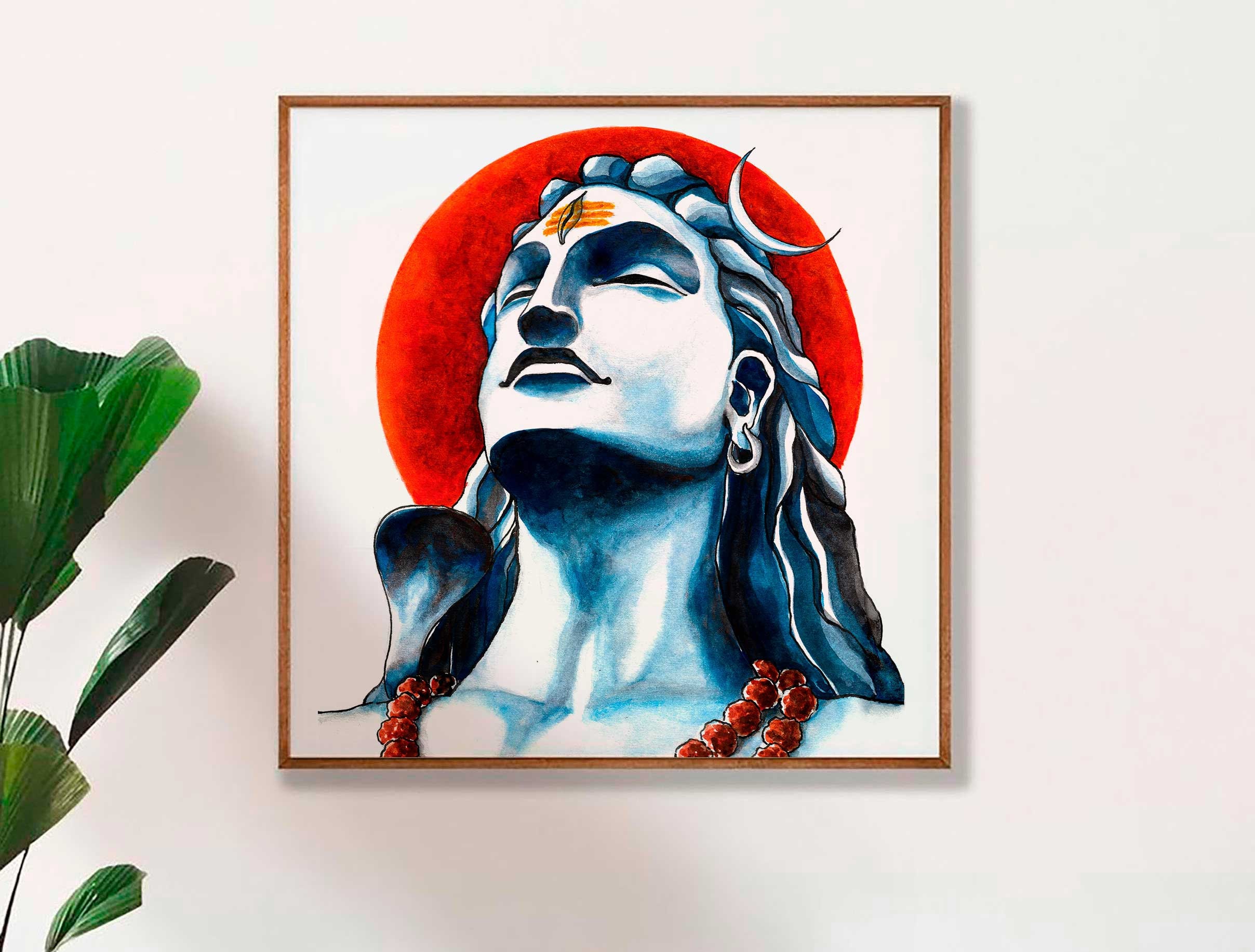 Lord Shiva Painting Adiyogi Wall Art Indian God Shivji - Etsy