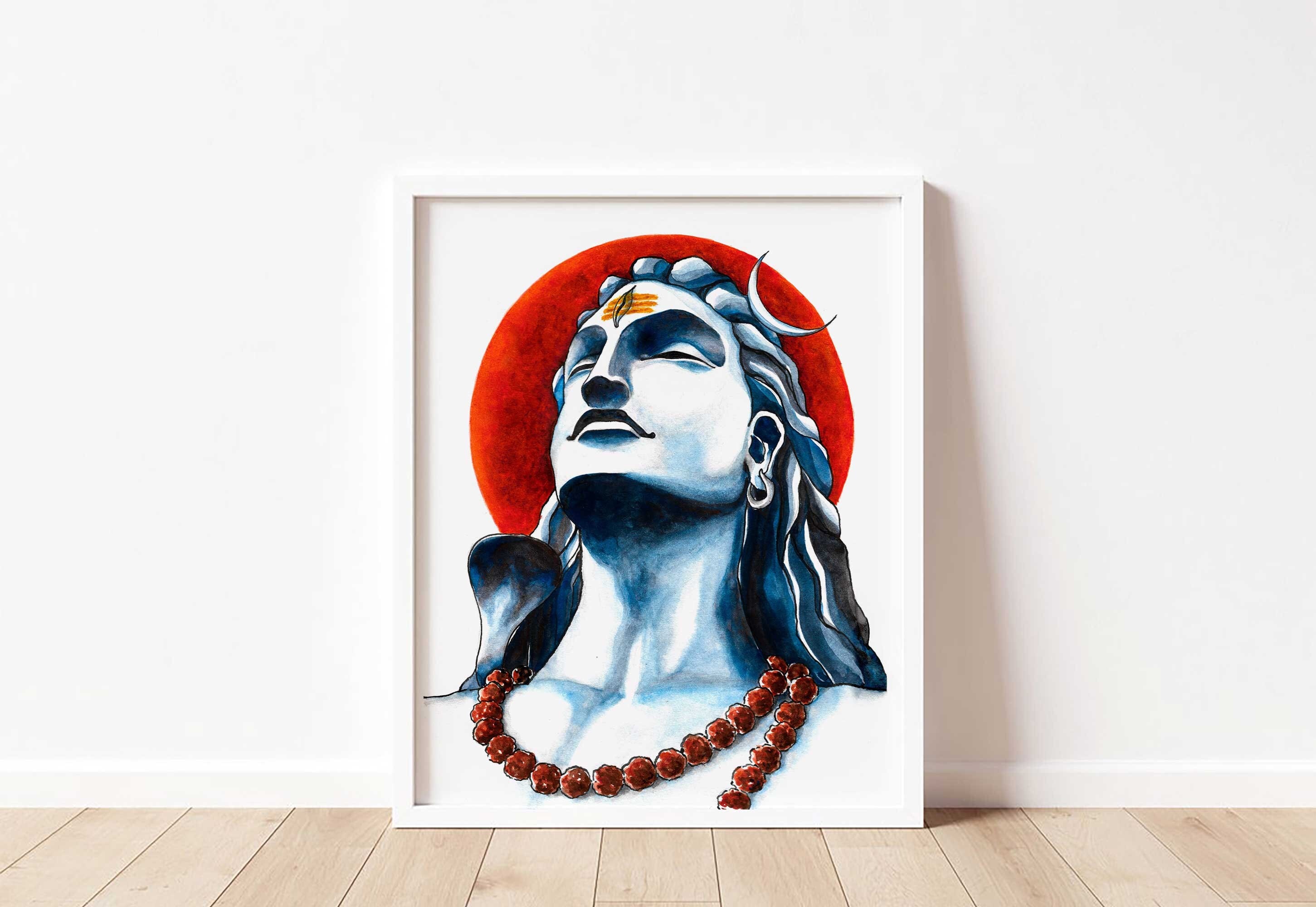 Lord Shiva Painting, Adiyogi Wall Art, Indian God Shivji Mahadev Art ...