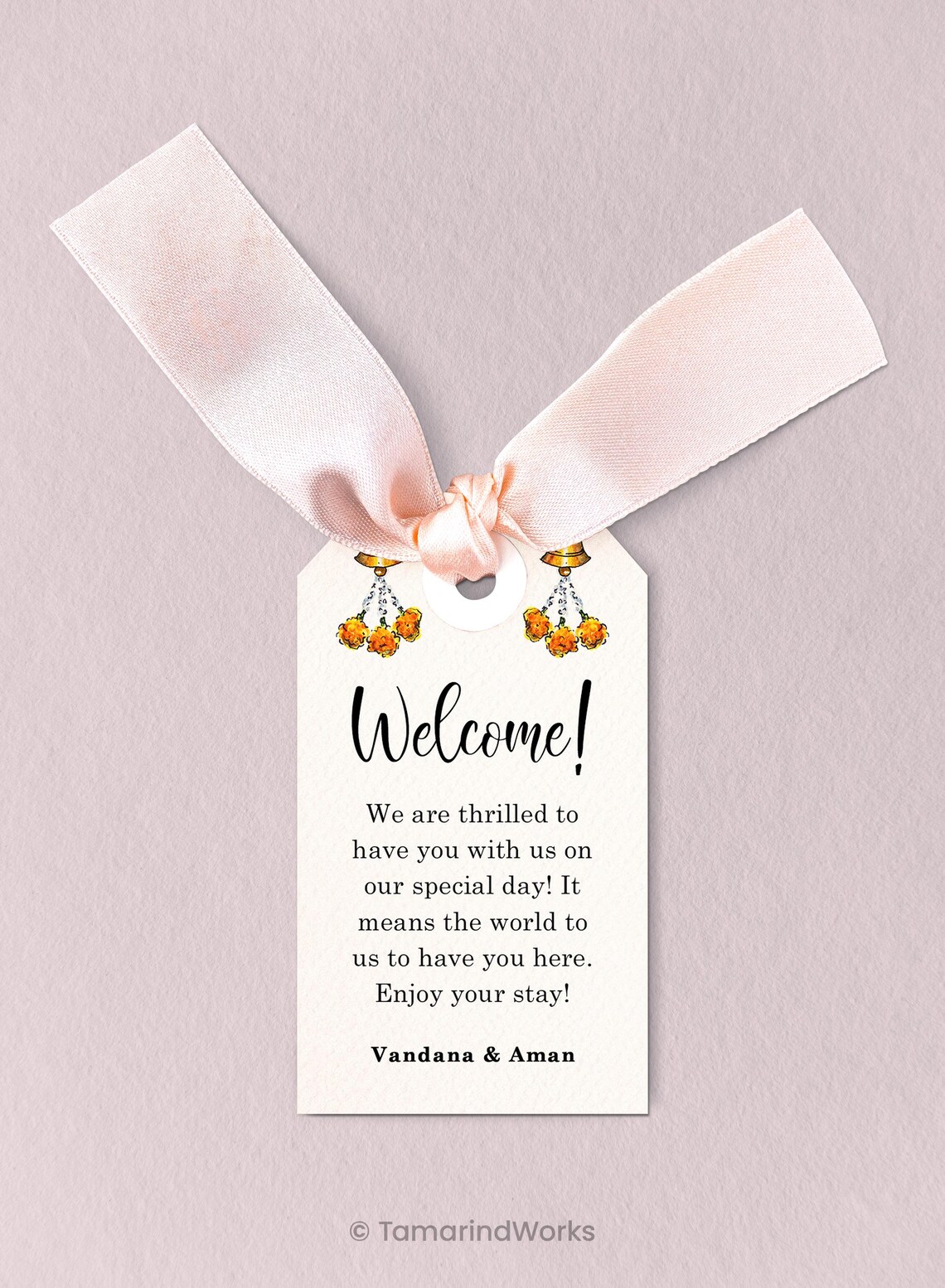 Elegant Hindu Wedding Welcome Tag Template, Watercolor Indian Printable ...