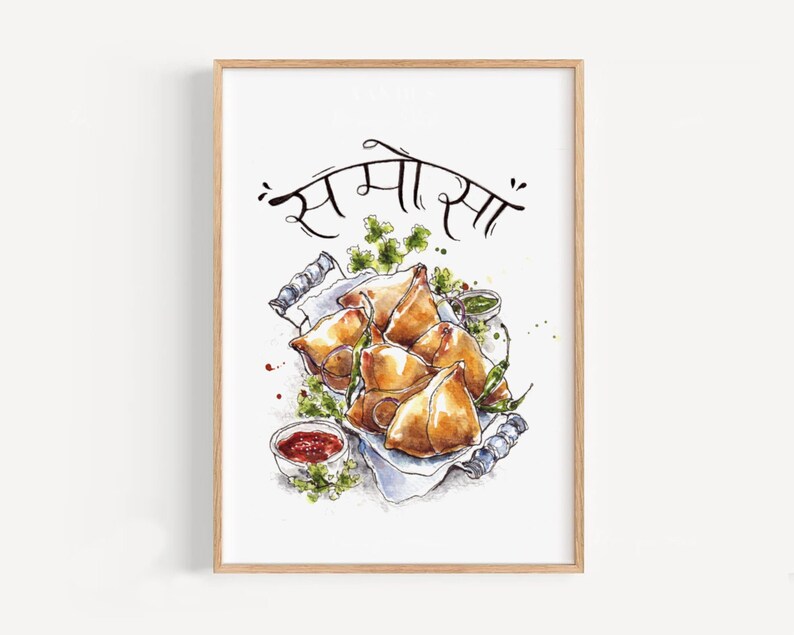 Samosa Indian Kitchen Decor Desi Poster Food Art Kitchen - Etsy