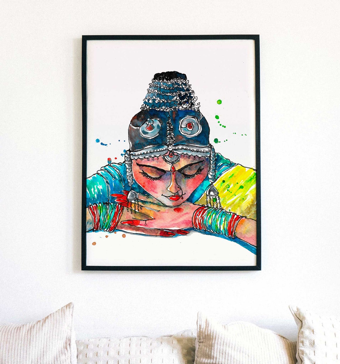 Bharatanatyam Art Indian Classical Dancer Wall Print, Watercolor ...