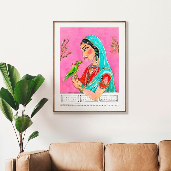 Rajkumari Indian Girl Woman Princess Art Print Painting Desi | Etsy