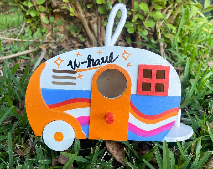 Sapphic Camper Birdhouse | Lesbian Uhaul Themed Hand Painted Bird House ...
