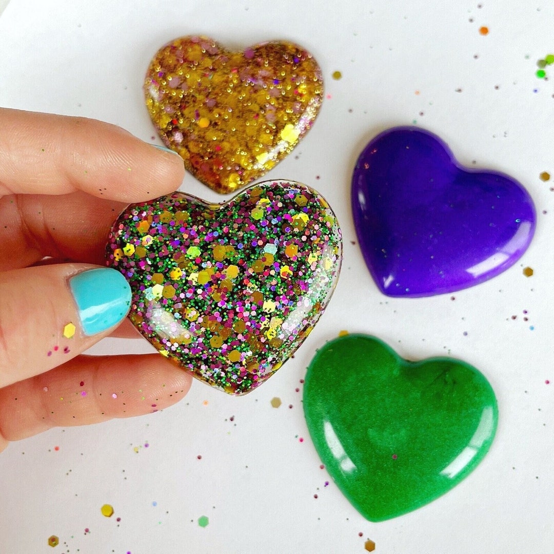 Mardi Gras Magnet Set | Pretty Green, Purple and Gold Sparkly Glitter ...