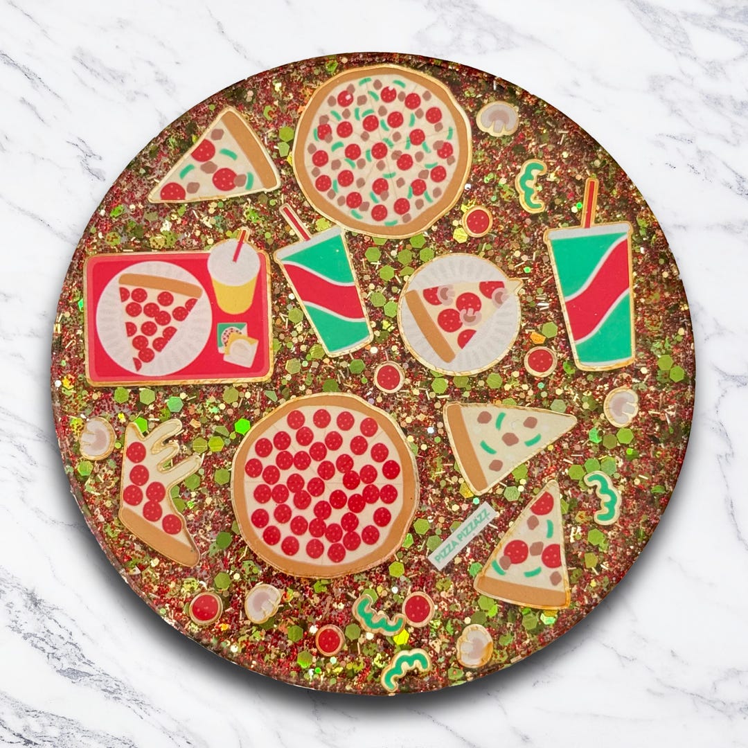 Specialty Pizza Glitter Drink Coaster "pizzazz" - Etsy