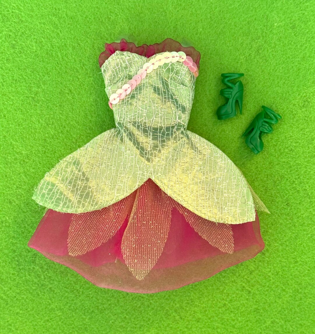 Tinker Bell Barbie Doll Green and Pink Fairy Dress - Etsy