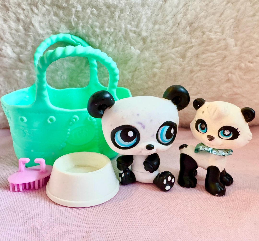 Littlest Pet Shop Panda Bear 90 and Polly Pocket Sparklin' Pets Panda ...