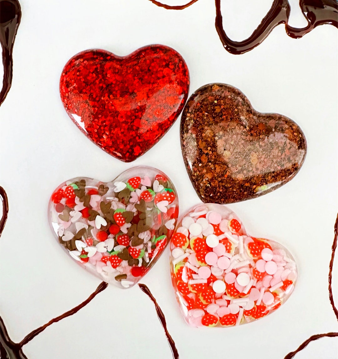 Chocolate Covered Strawberry Magnet Set Sparkly Red and Brown Glitter ...