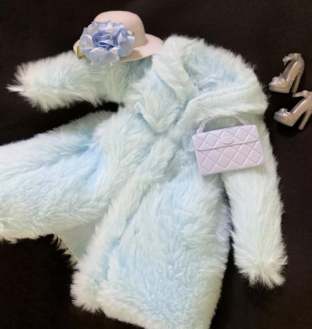 Barbie Doll Baby Blue Fur Coat With Fedora, Shoes and Purse - Etsy