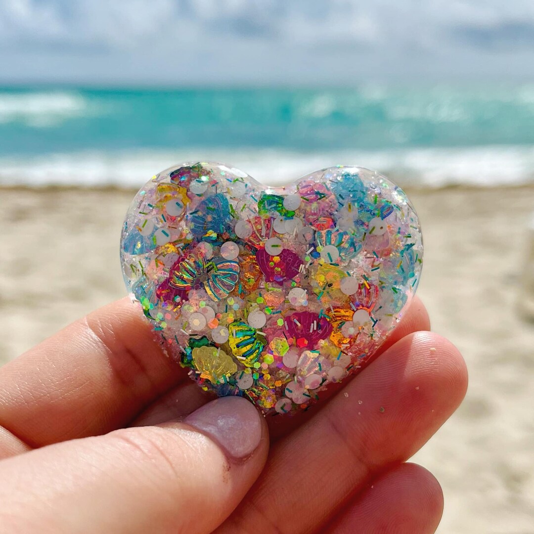 Ocean Bubbles Magnet Set Pretty Blue Sparkly Glitter Heart - Etsy