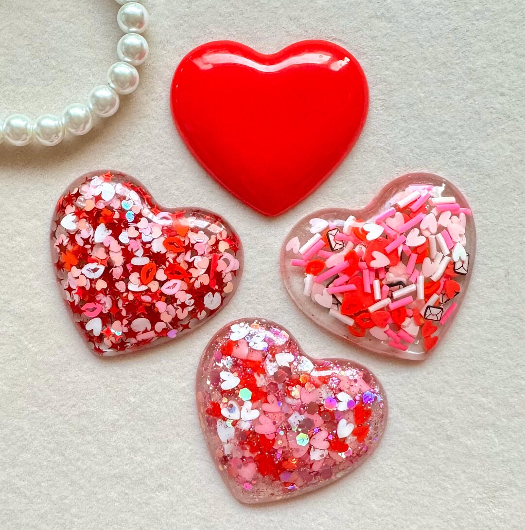 Love Potion Magnet Set Pretty Pink and Red Sparkly Glitter Heart ...