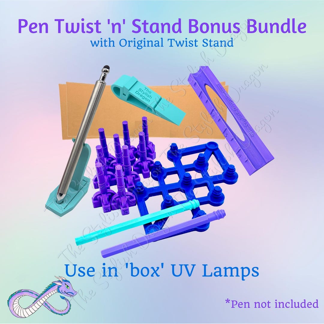 3D Printed Pen Twist Stand Bonus Bundle: UV Resin Pen Holder & Display ...