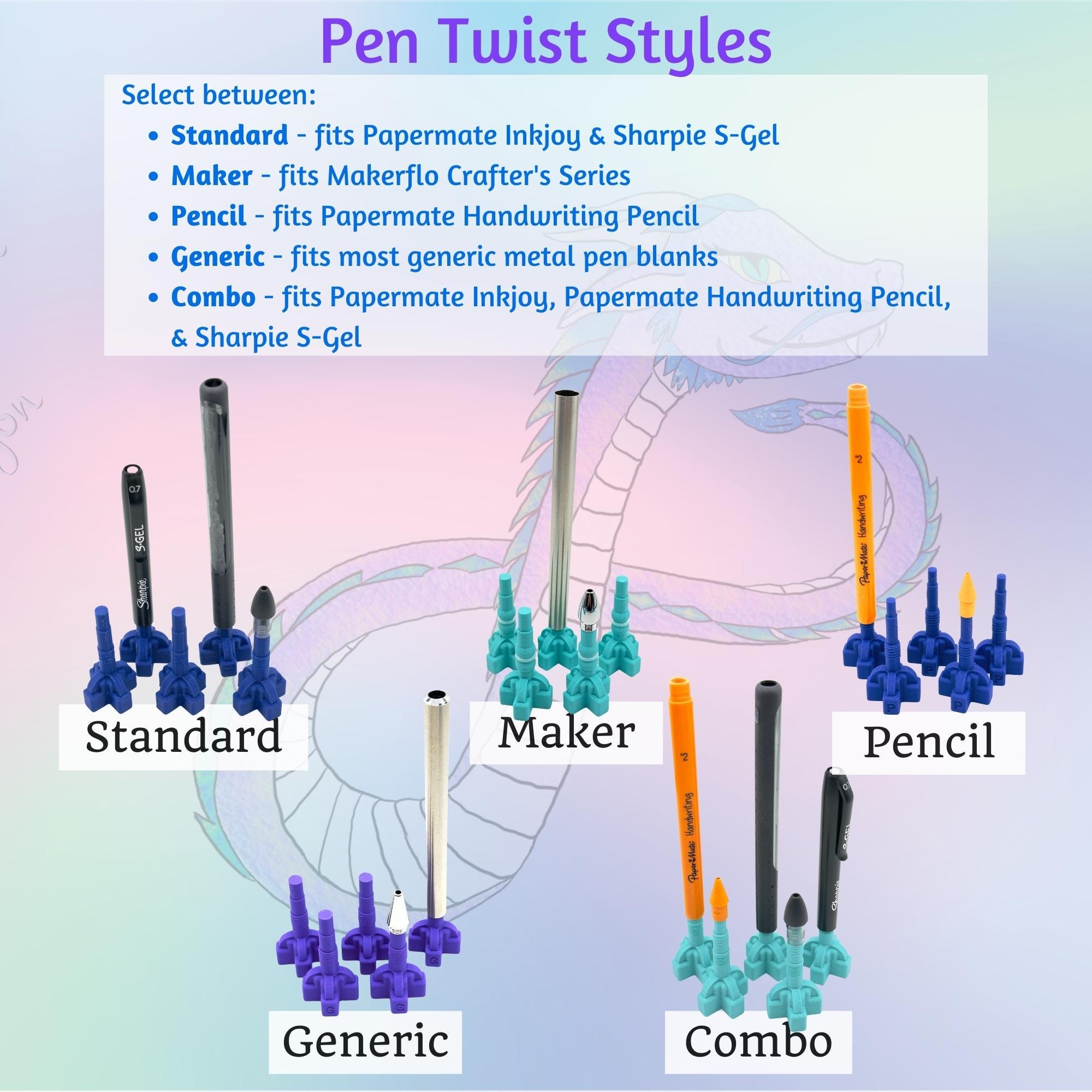 Prep Wand and 5 Pen Twists Bundle - Pen Holders for UV Lamp Curing ...