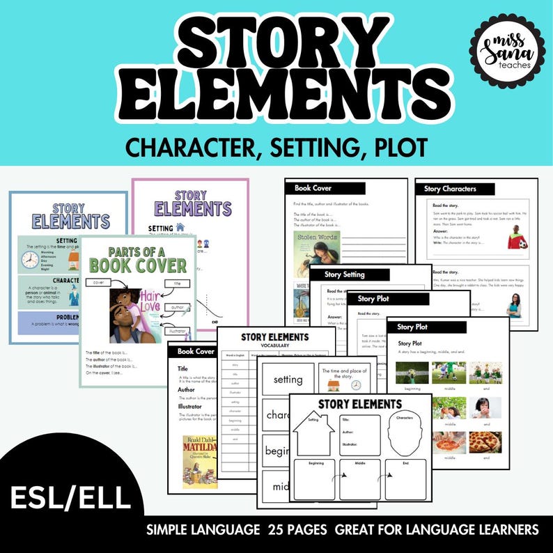 Story Elements Worksheets Setting Character Plot Elementary Middle ...