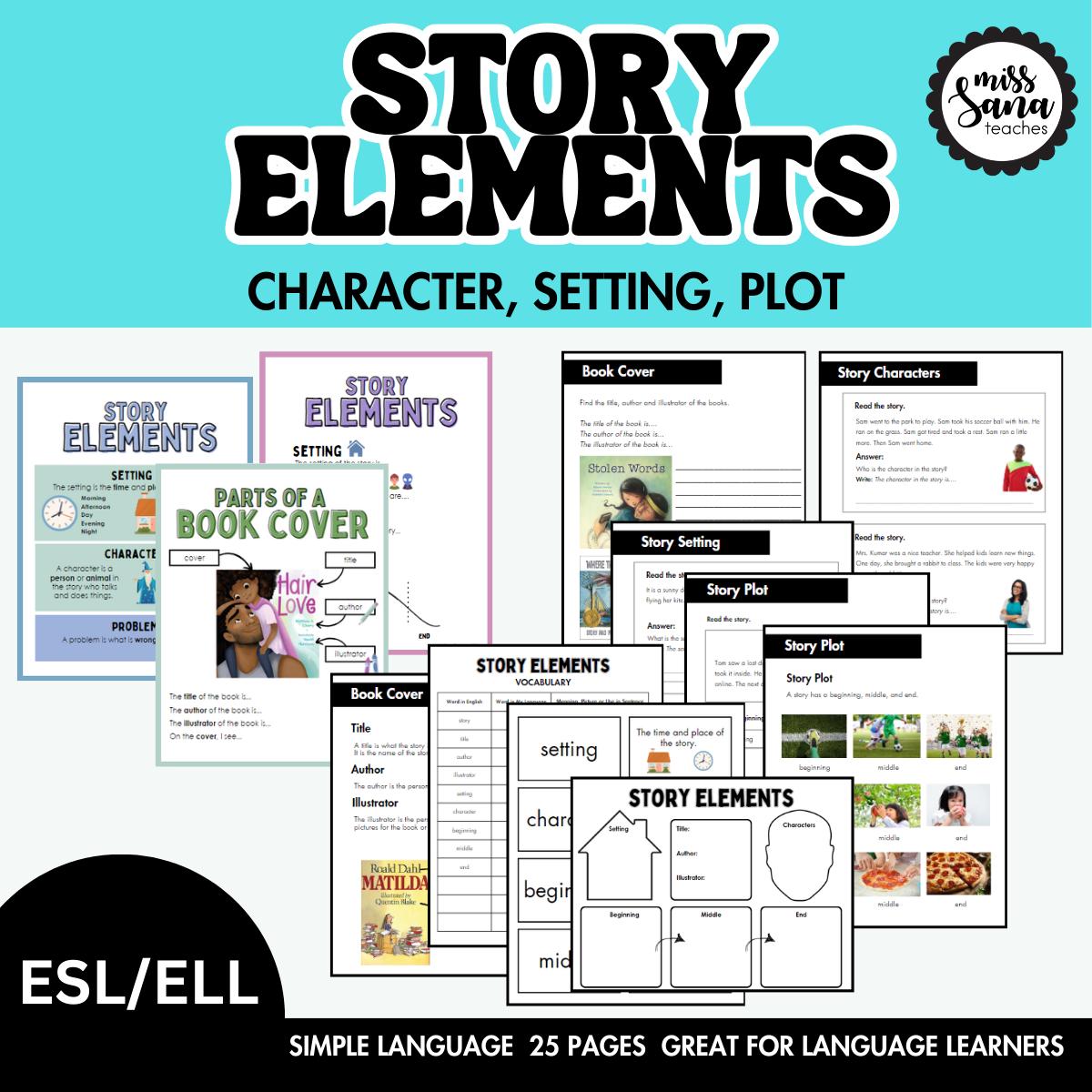 Story Elements Worksheets Setting Character Plot Elementary Middle ...