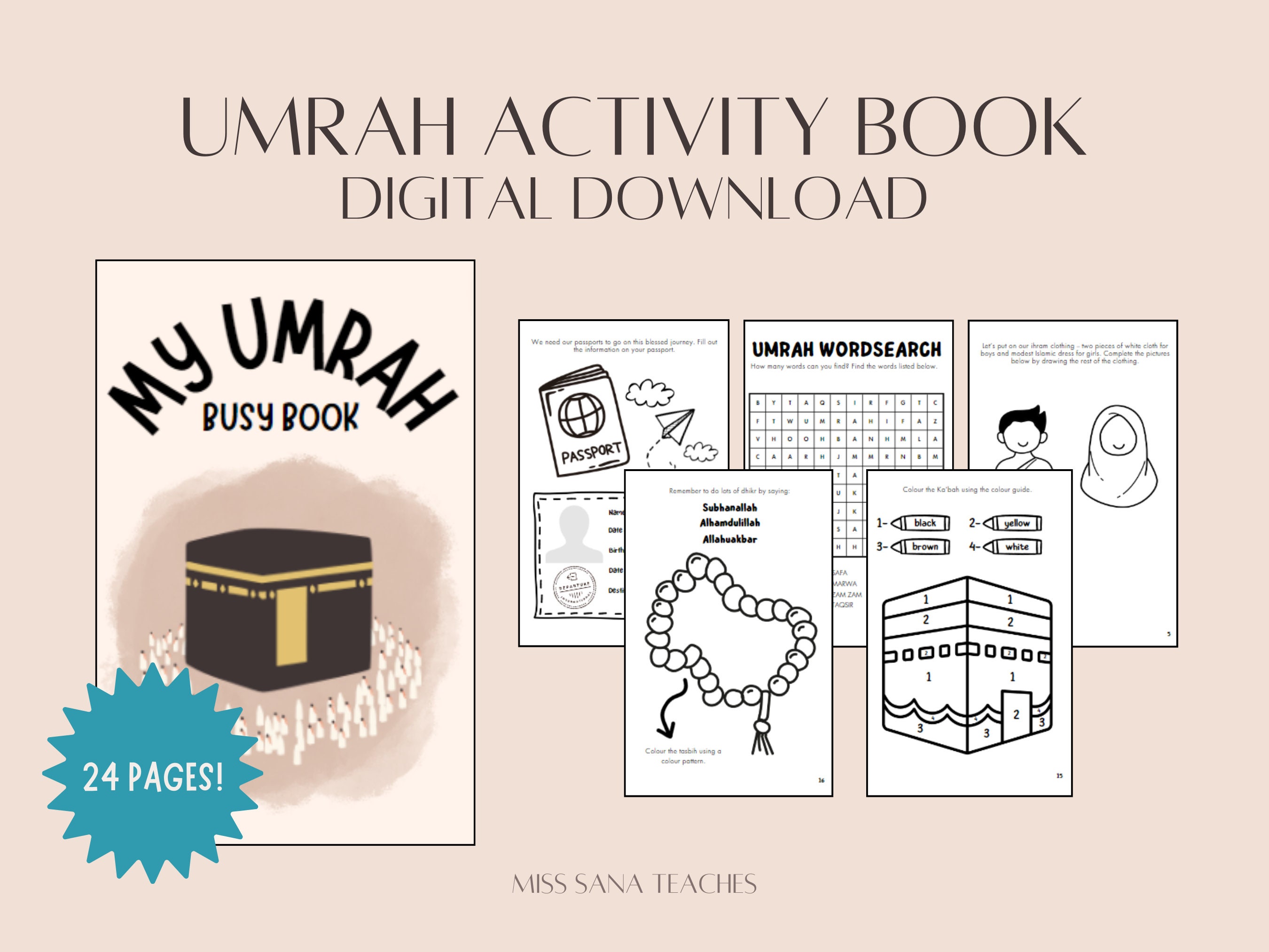 Umrah Activity Book Islamic Kids Coloring Printable - Etsy