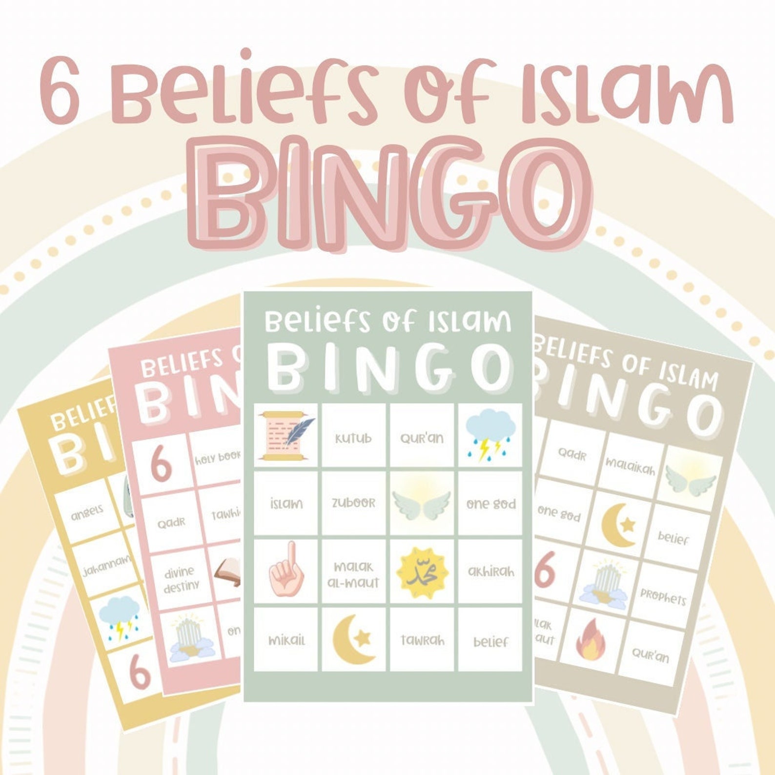 6 Beliefs of Islam BINGO - Etsy