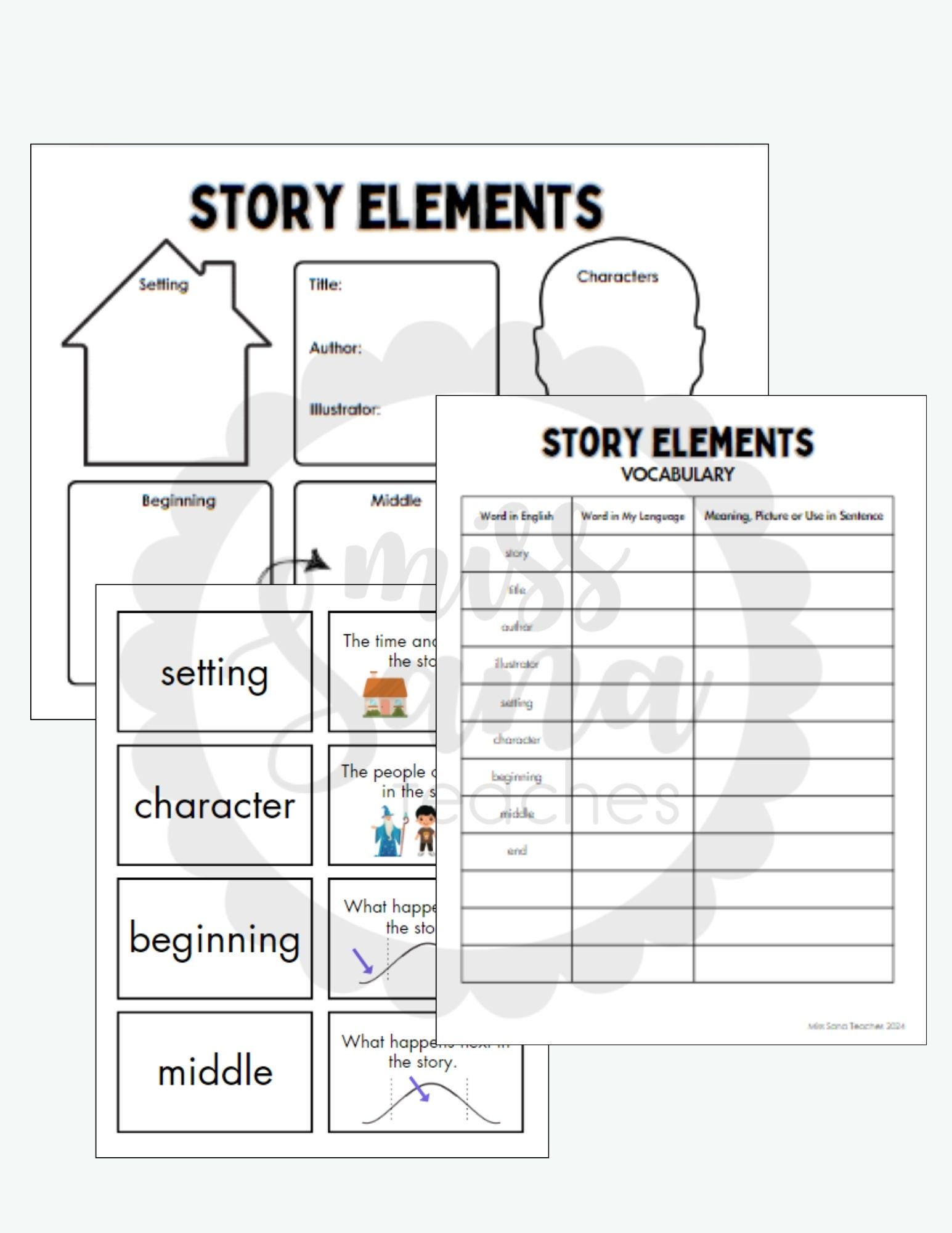Story Elements Worksheets Setting Character Plot Elementary Middle ...