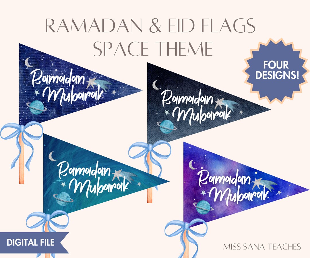 Ramadan Eid Pennant Flag Space Moon - Etsy