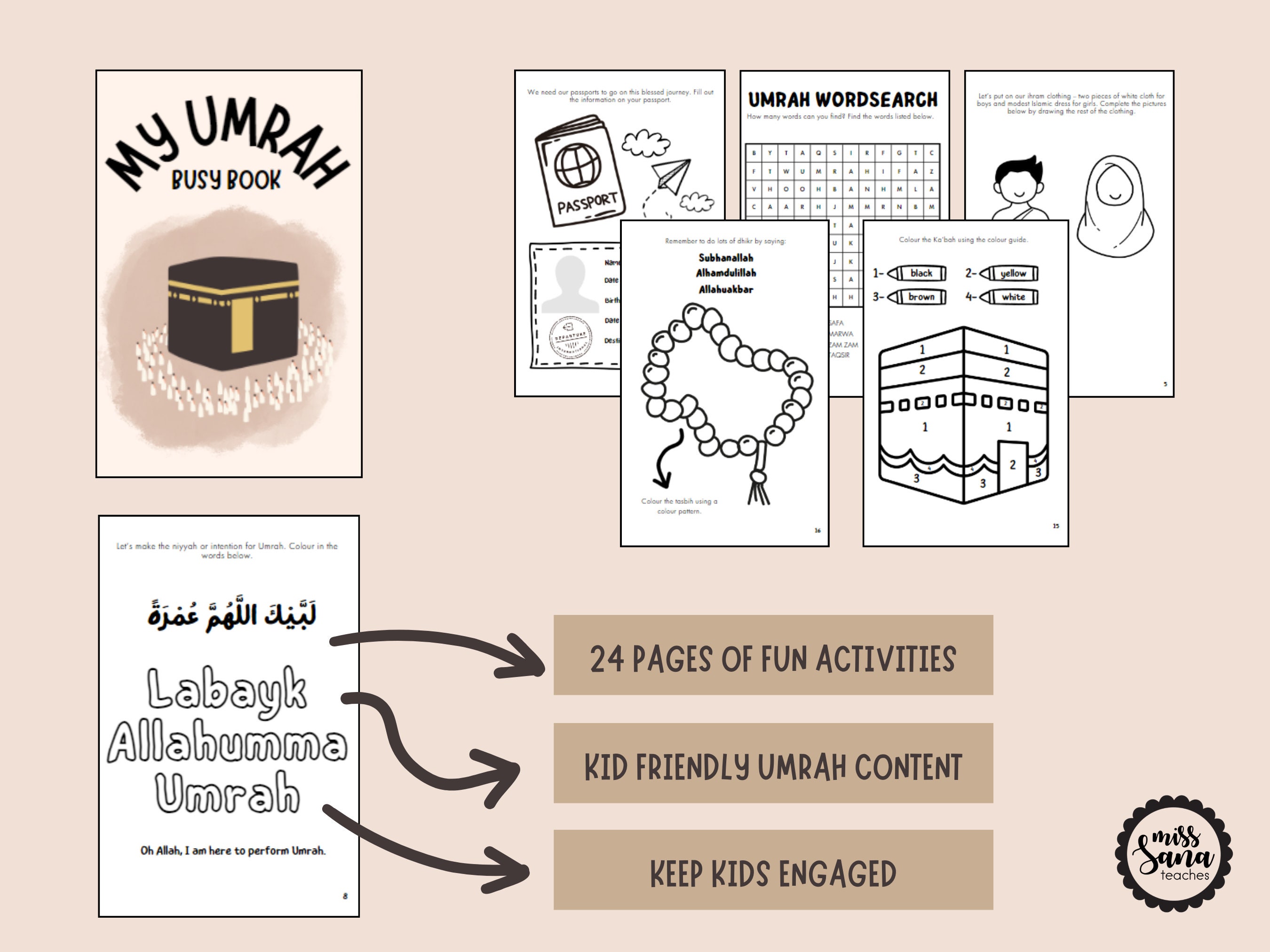 Umrah Activity Book Islamic Kids Coloring Printable - Etsy
