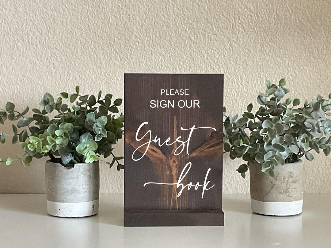Rustic Wood Guest Book Sign: Walnut Finish Wedding Decor - Etsy
