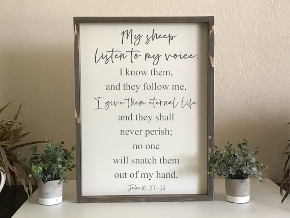 John 10:27-28 Bible Verse Framed Wood Signscripture Wood | Etsy