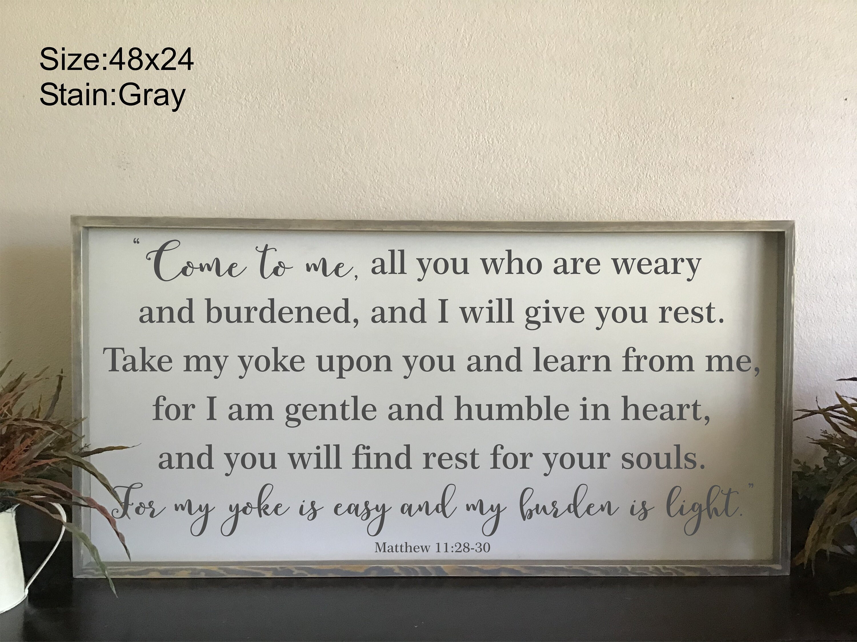 Matthew 11:28-30 Bible Verse Large Wooden Signscripture Wood | Etsy