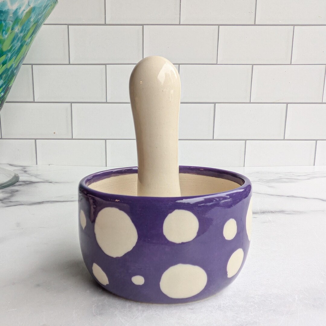 Handmade Ceramic Mortar and Pestle - Purple Mushroom Glaze Stoneware - Etsy