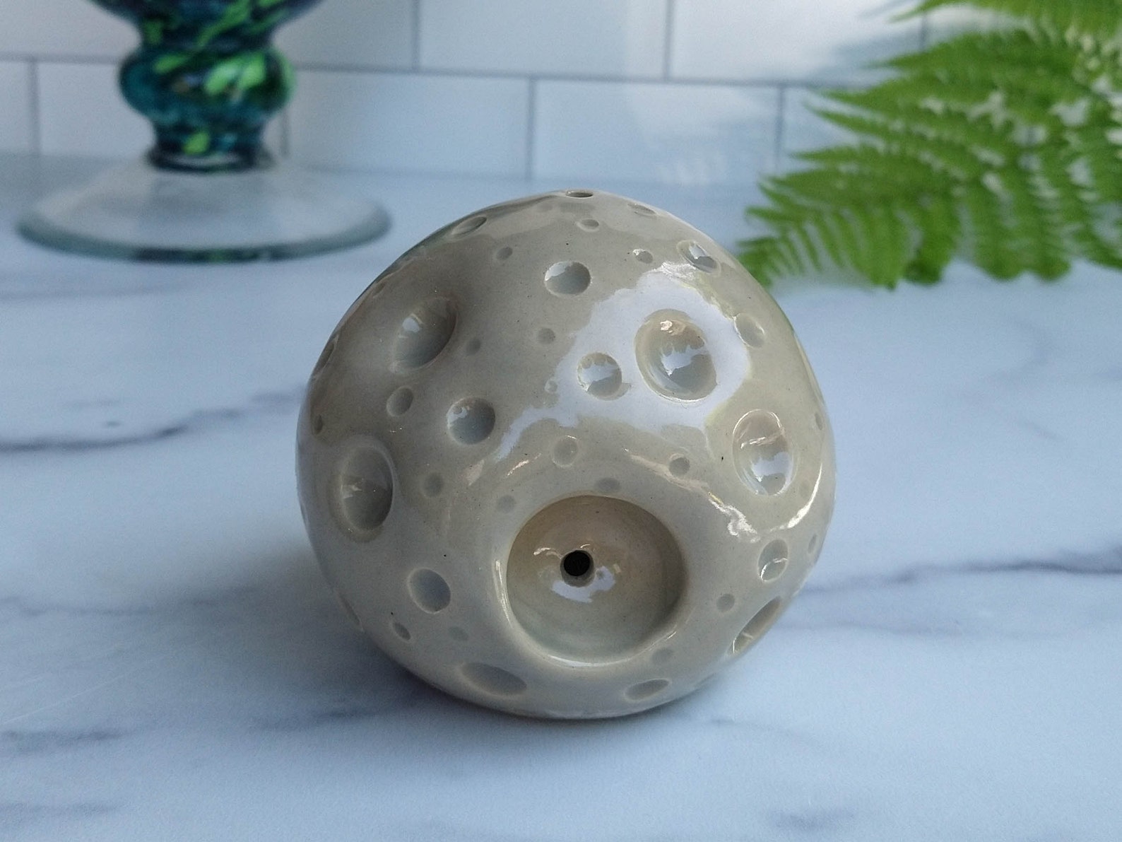 Moon Rock Pipe with Glossy Grey Glaze Ceramic Smokeware | Etsy