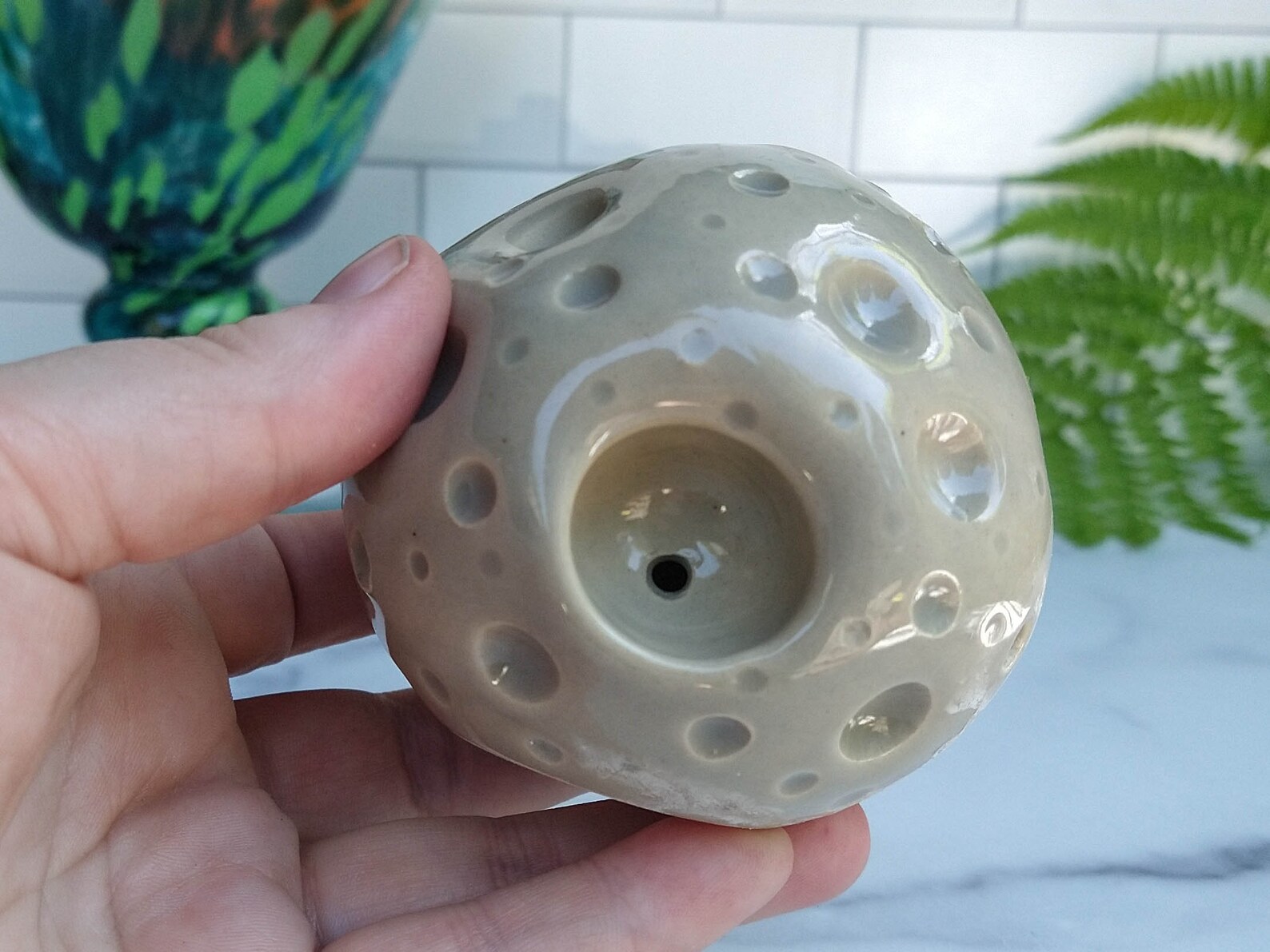 Moon Rock Pipe with Glossy Grey Glaze Ceramic Smokeware | Etsy