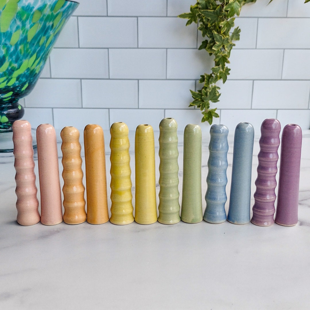 Satin Pastel Chillum Pipe, Handmade Porcelain Ceramic Smoking Pipe, One ...