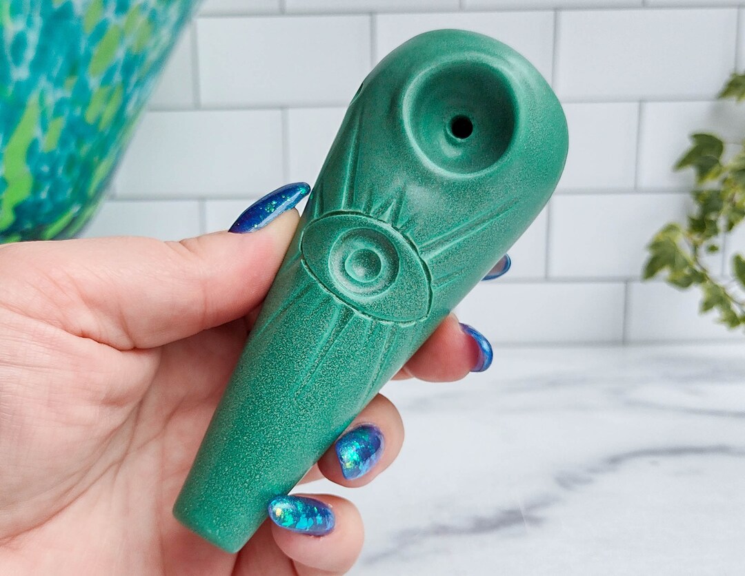 Mystic Eye Ceramic Pipe, Jade Stone Matte Glaze Smoking Pipe, Handmade ...