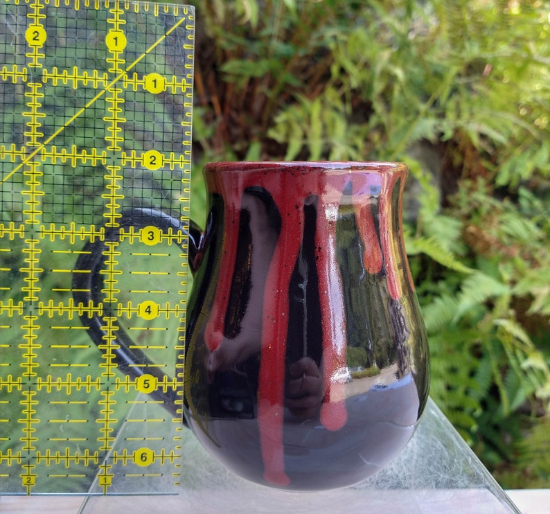 Vampire Mug Blood Red Drip on Black Glossy Glaze Handmade | Etsy