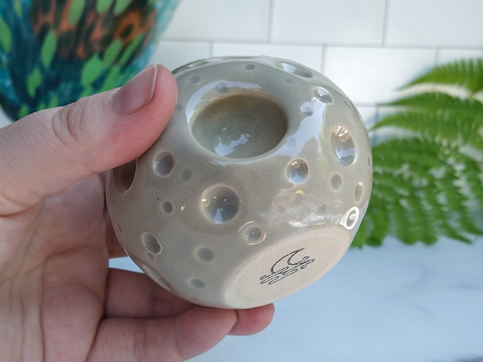 Moon Rock Pipe with Glossy Grey Glaze Ceramic Smokeware | Etsy