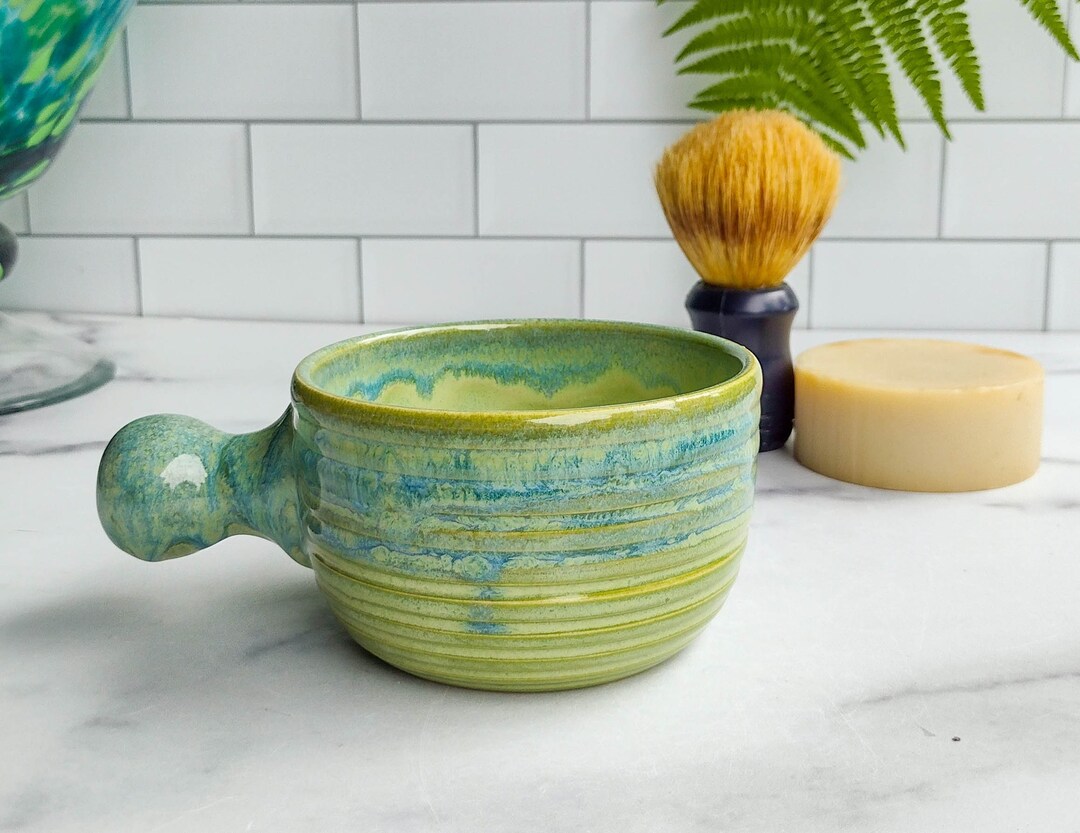 Ceramic Shave Mug Spring Water Glaze Handmade Stoneware - Etsy