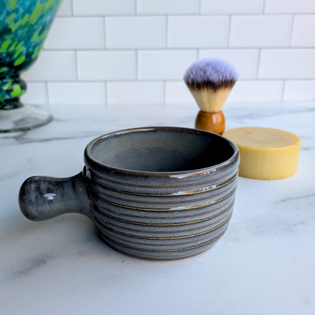 Ceramic Shave Mug, Dark Clouds Glaze, Handmade Stoneware Shave Cup, Men ...