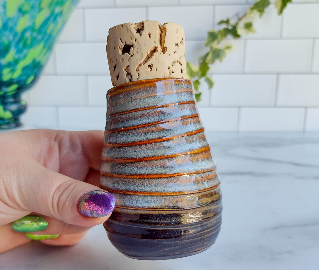 Ceramic Jar With Cork, Glazed Stash Jar, Handmade Stoneware Ceramic ...
