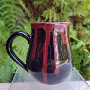 Vampire Mug Blood Red Drip on Black Glossy Glaze Handmade | Etsy