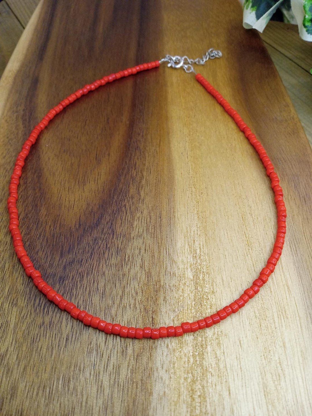 Red Seed Bead Choker Necklace, Adjustable Red Stacker Necklace, Dainty ...