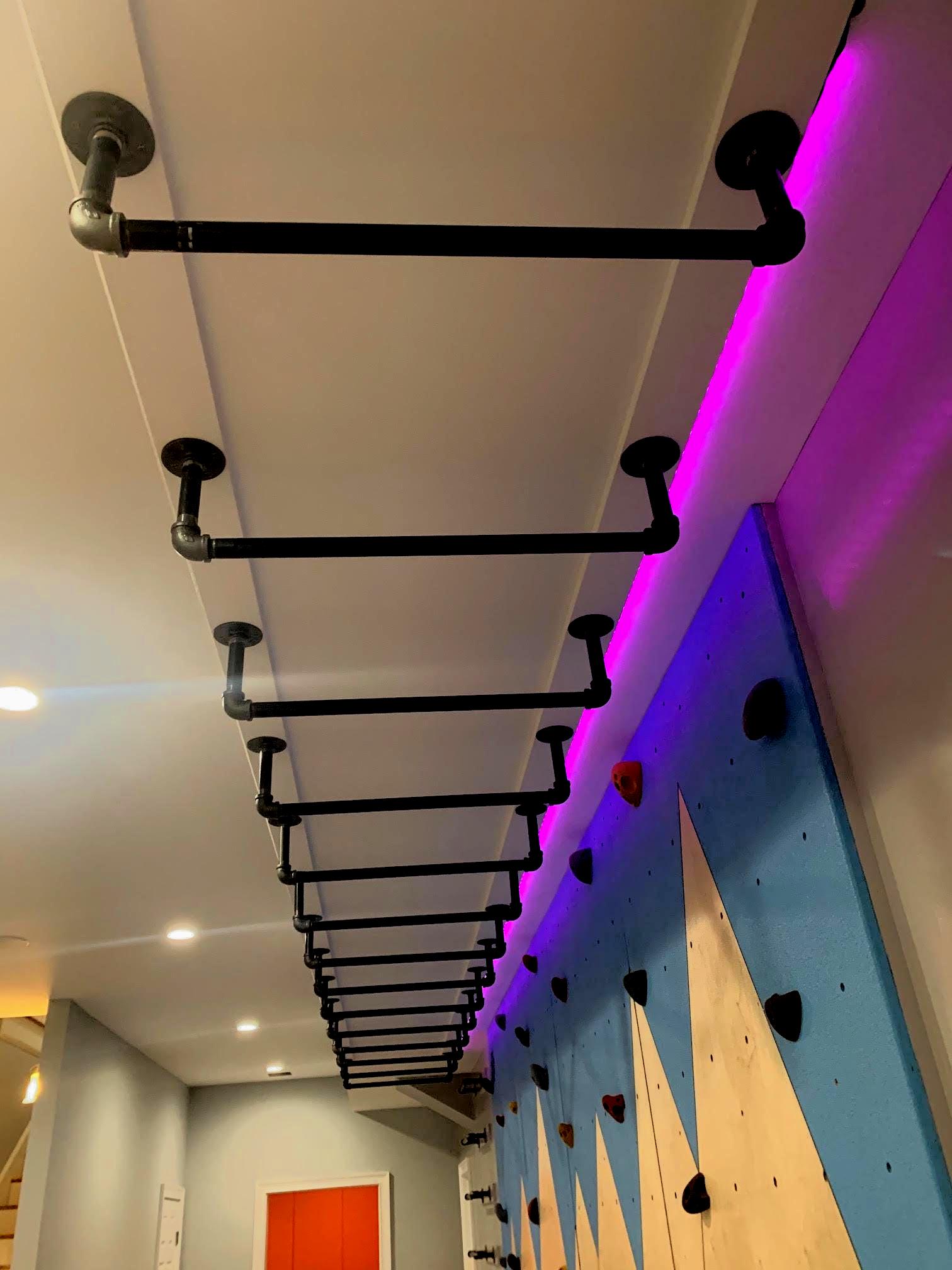 Indoor Steel Monkey Bars, Ceiling Mounted Climbing, Home Gym, Kids Play ...