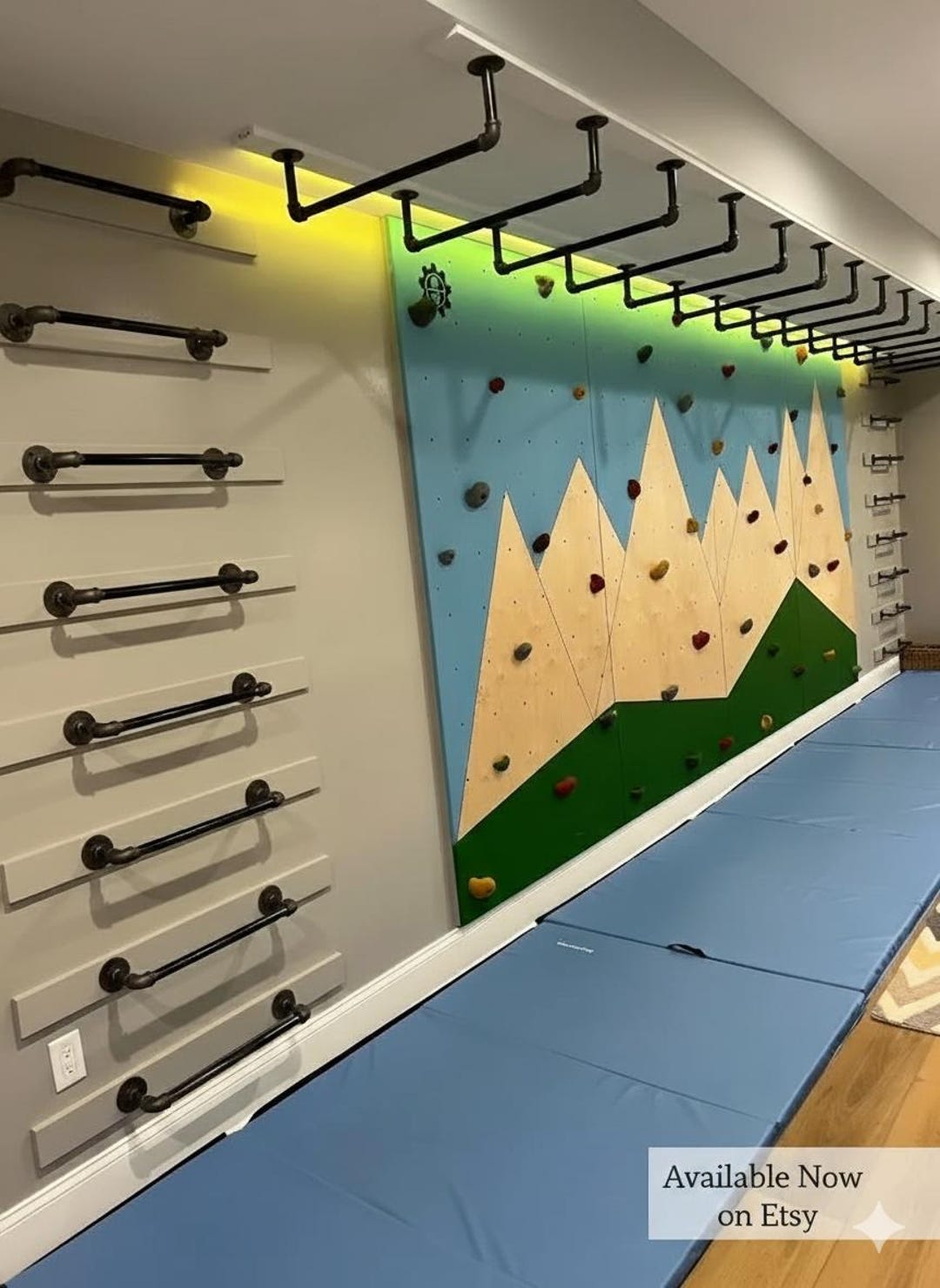 Indoor Steel Monkey Bars, Ceiling Mounted Climbing, Home Gym, Kids Play ...