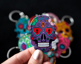 Day of the Dead Keychain - Etsy