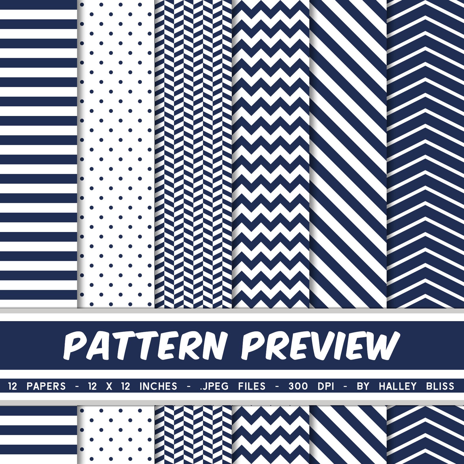 Navy Digital Paper Pack, Navy Blue Digital Scrapbook Paper, Navy ...