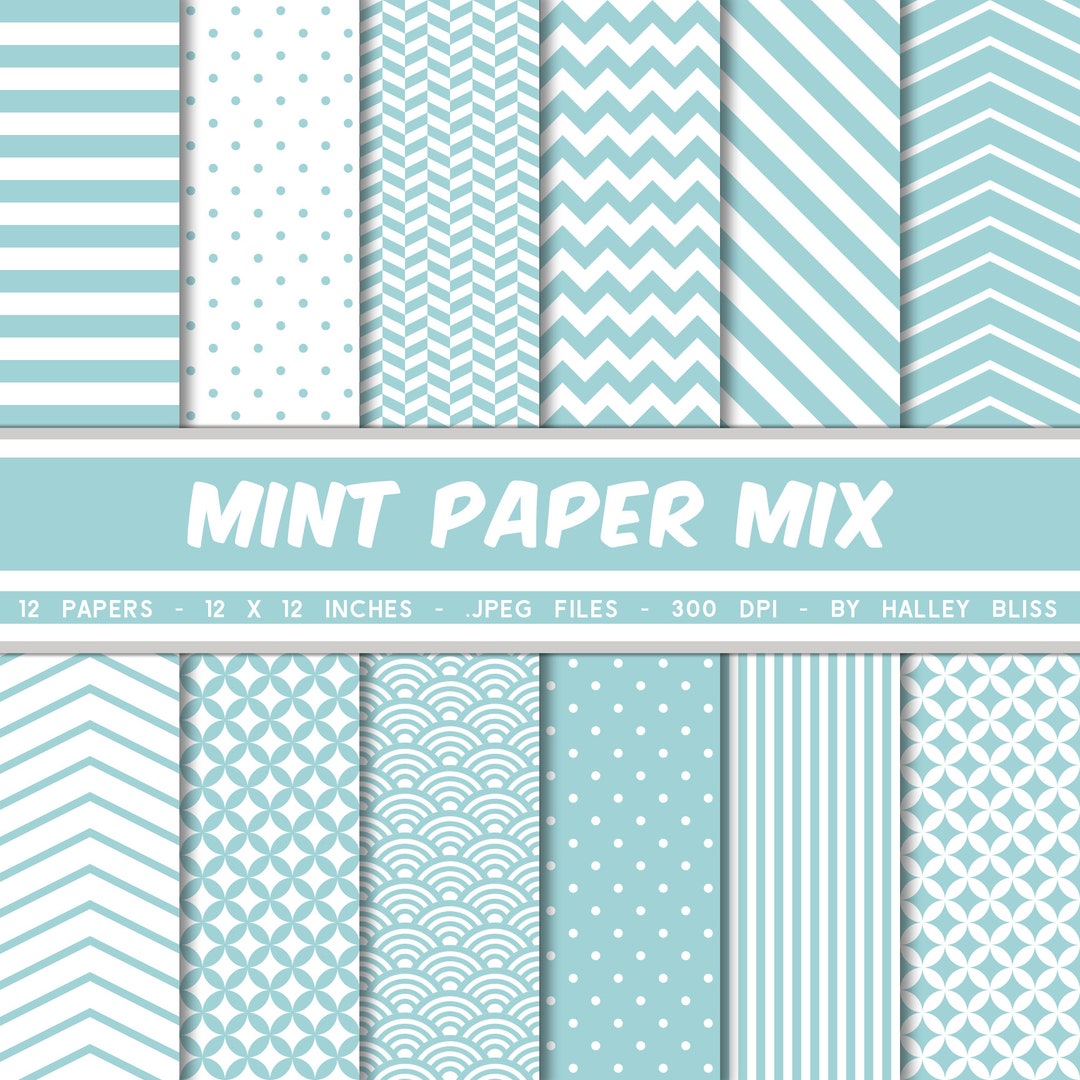 Mint Digital Paper - Mint Paper Pack, Mint Digital Patterns, Mint ...