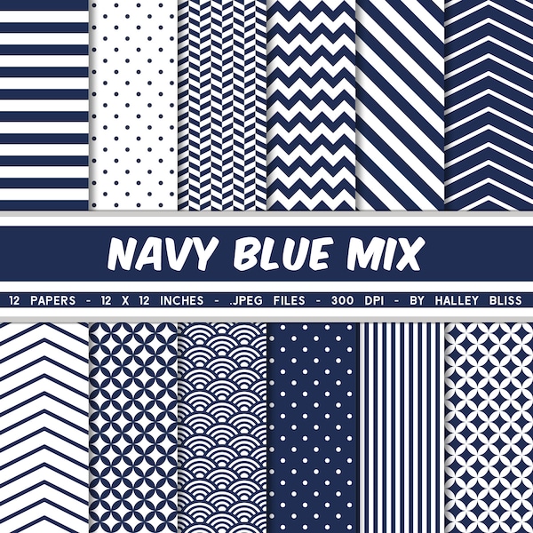 Navy Blue Patterns - Etsy