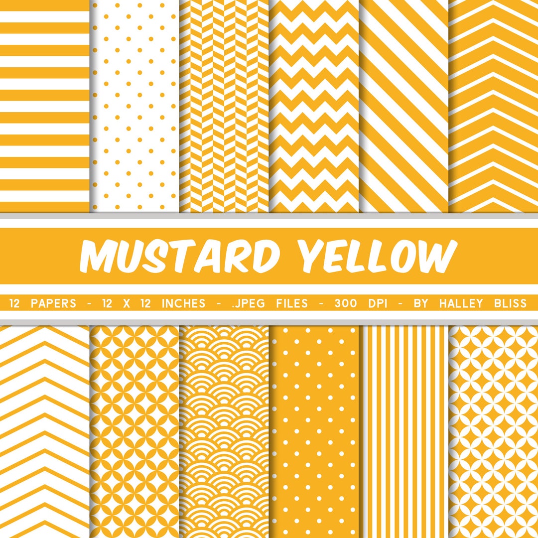 Mustard Yellow Digital Paper - Mustard Yellow Scrapbook Paper, Yellow ...