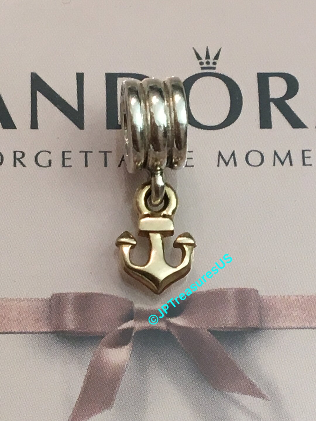 Authentic Pandora Anchor Dangle Charm Two Tone Retired Pandora Charm ...