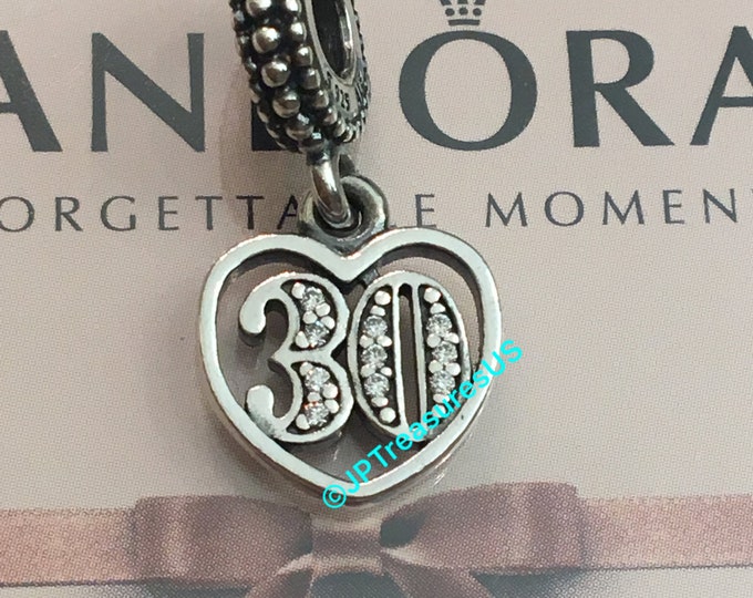 Authentic Pandora 30 Years of Love Dangle Clear CZ Charm Pandora ...