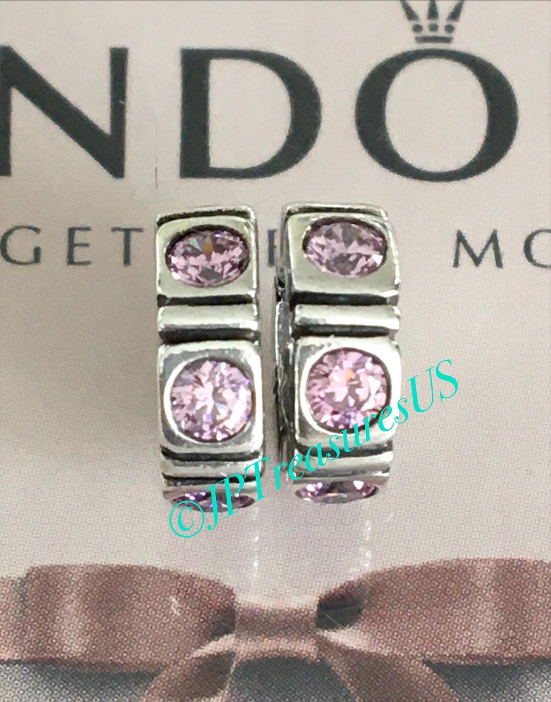 2 Authentic Pandora Trinity Spacers With Light Pink CZ Retired Pandora ...